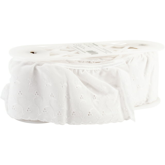 Ruffle Eyelet Swirl Lace 4" X 10yd - White - Walmart.com