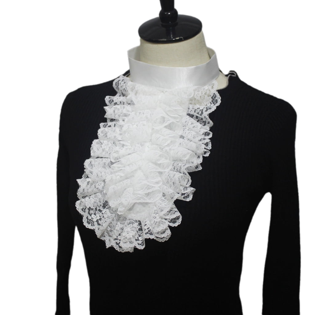 Ruffle Lace Jabot Collar Necktie Victorians Colonial Shirt Front Neck ...