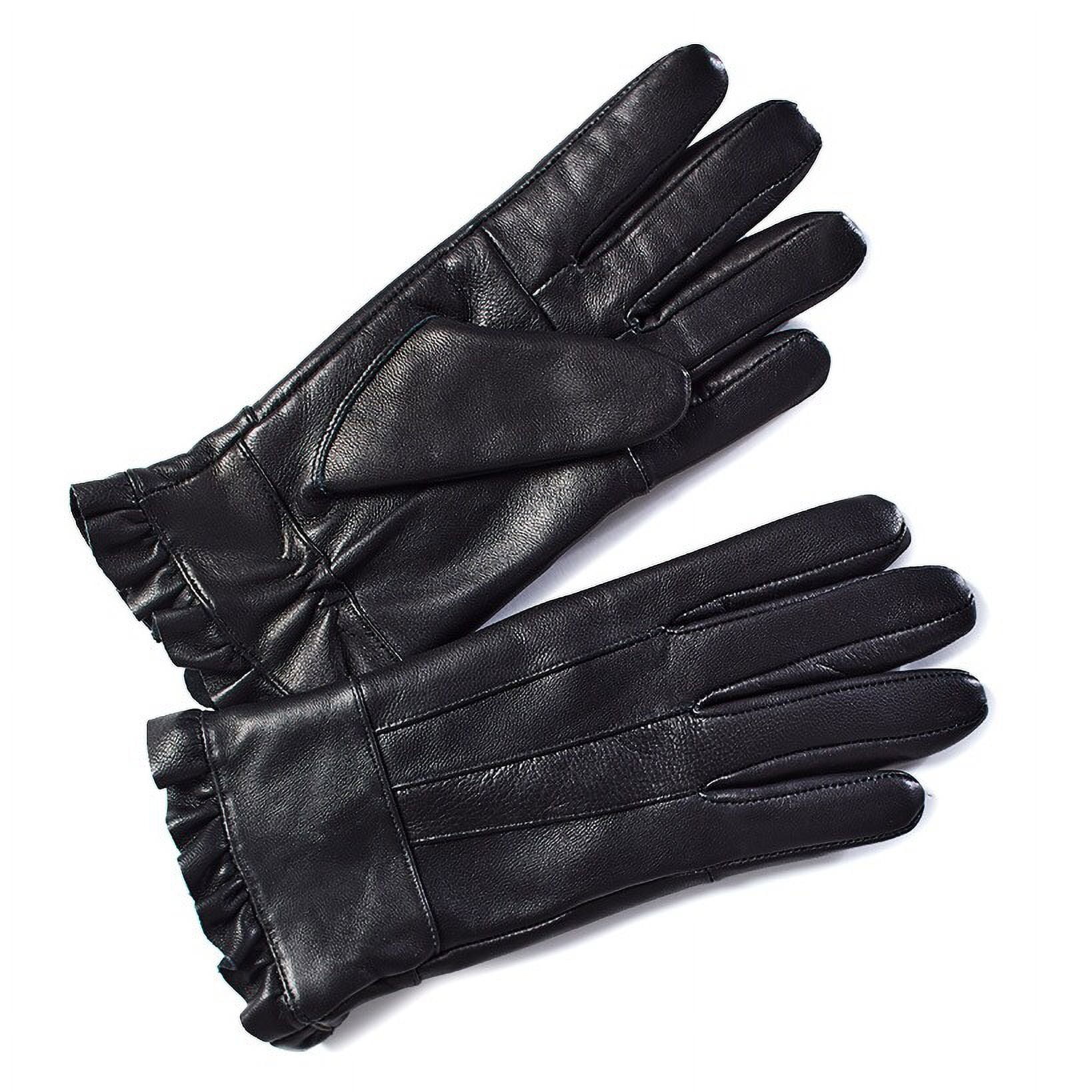 Fleece-Lined Leather Gloves - Ruffle Small - Walmart.com