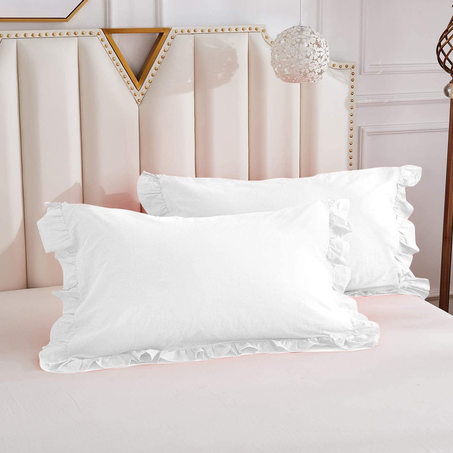 Ruffle Pillow Cases Set of 2 Piece ( 20" x 30" ) Standard Size - 100% ...