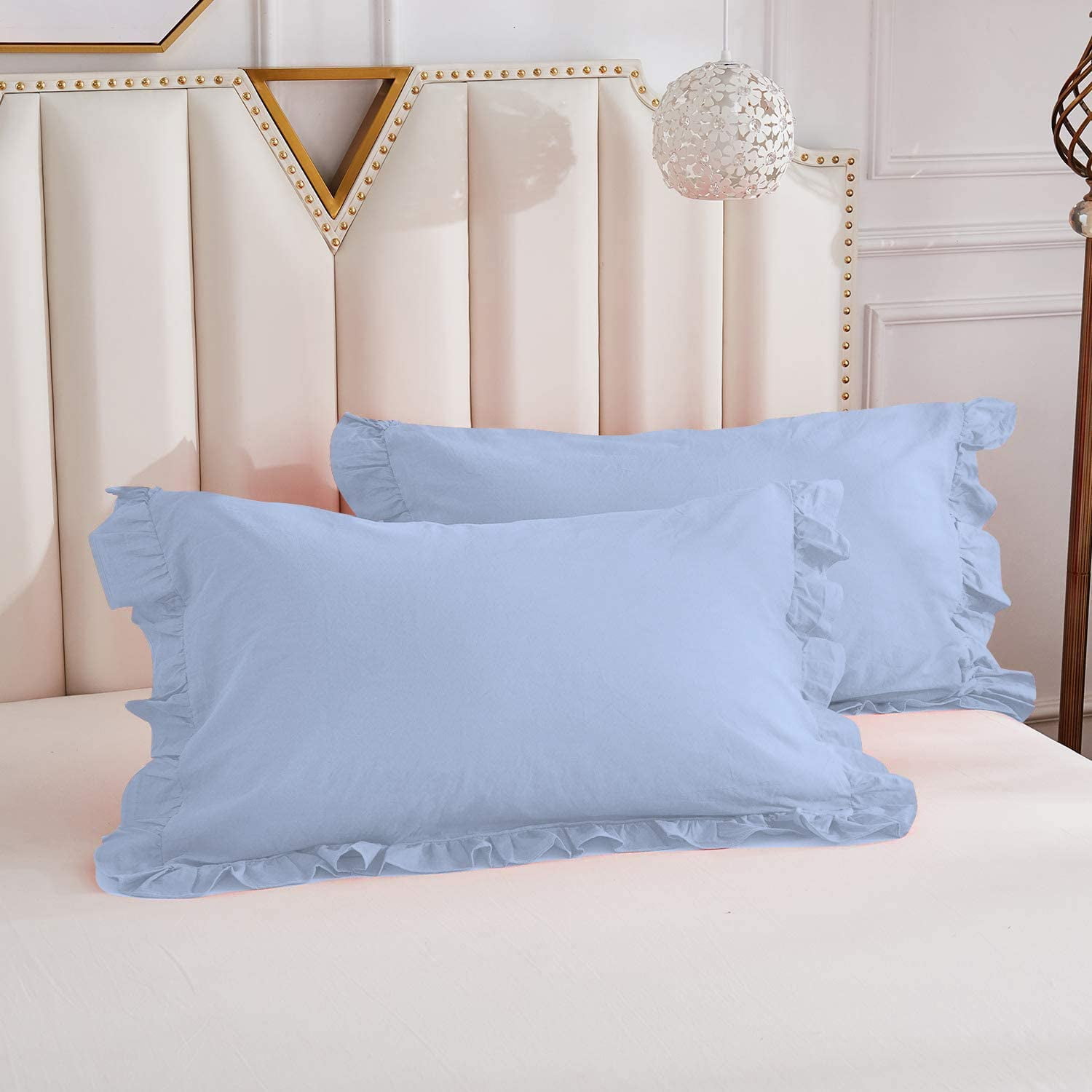 Ruffle Pillow Cases Set of 4 Piece ( 20" x 30" ) Standard Size - 100% ...