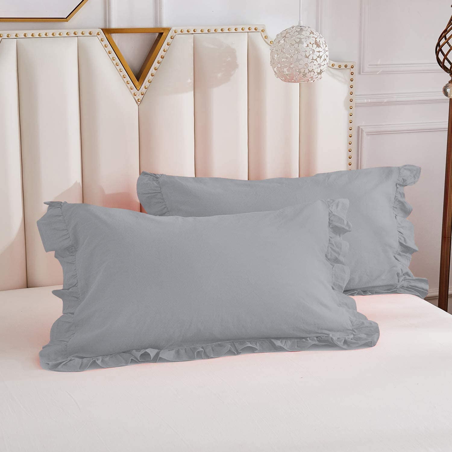 Ruffle Pillow Cases Set of 4 Piece ( 20" x 30" ) Standard Size - 100% ...