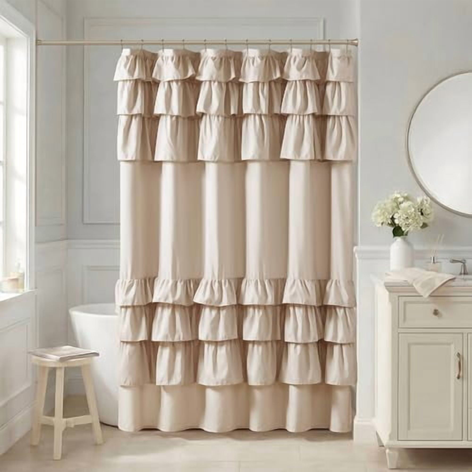 Ruffle Shower Curtain, Shabby Chic Ruffled Design, Farmhouse Cottage ...
