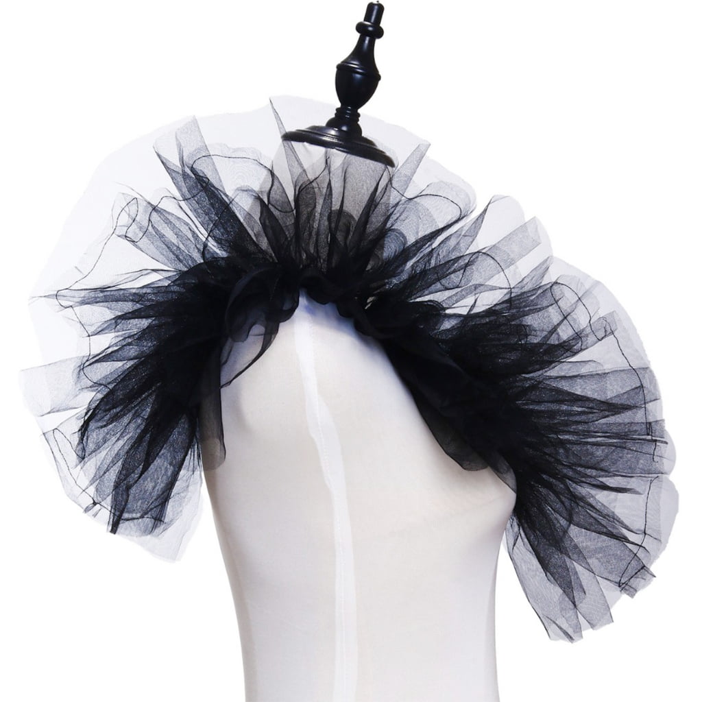 Ruffle Shrug False Collar Cape Victorian Mesh Shoulder Wrap Costume ...