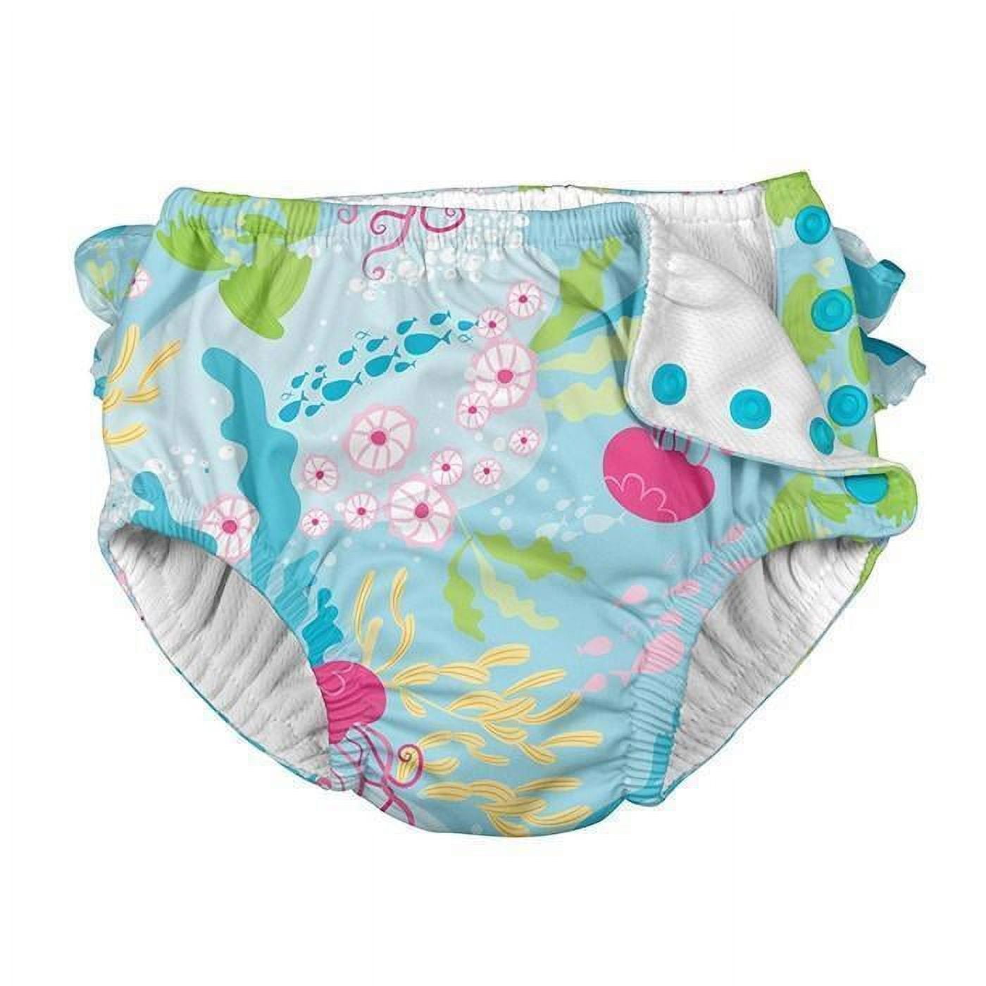 Ruffle Snap Reusable Absorbent Swimsuit Diaper-Aqua Coral Reef ...