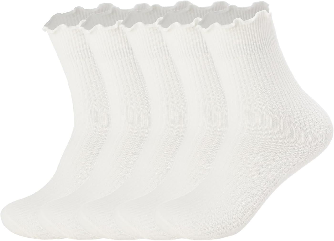 Ruffle Socks Women Cotton Socks Cute White Socks for Women Girls ...