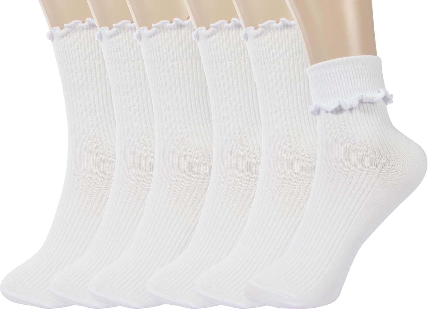Ruffle Socks Women - Turn-Cuff Frilly Sock - Lightweight Cotton Socks ...