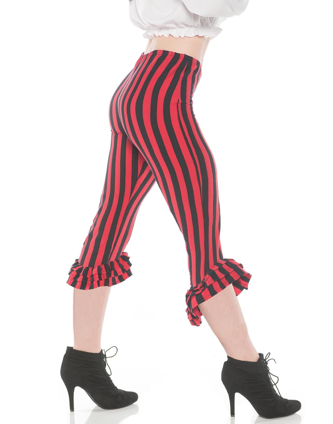 Ruffle Womens Adult Red Black Pirate Buccaneer Costume Leggings-L ...