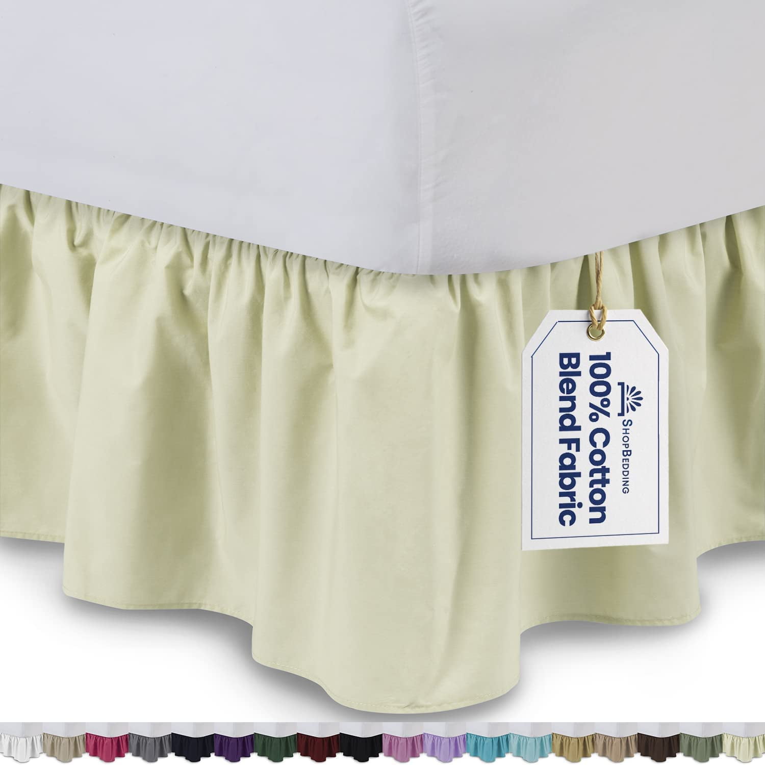Ruffled Bed Skirt (Full, Bone) 18 Inch Drop Dust Ruffle with Platform ...