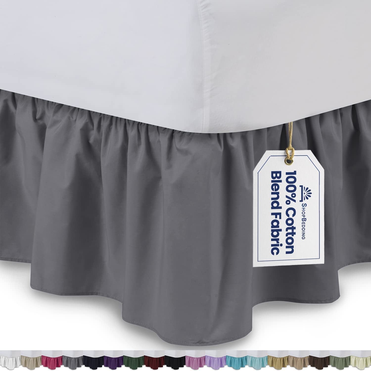 Ruffled Bed Skirt (Full, Dove Grey) 21 Inch Drop Dust Ruffle with ...
