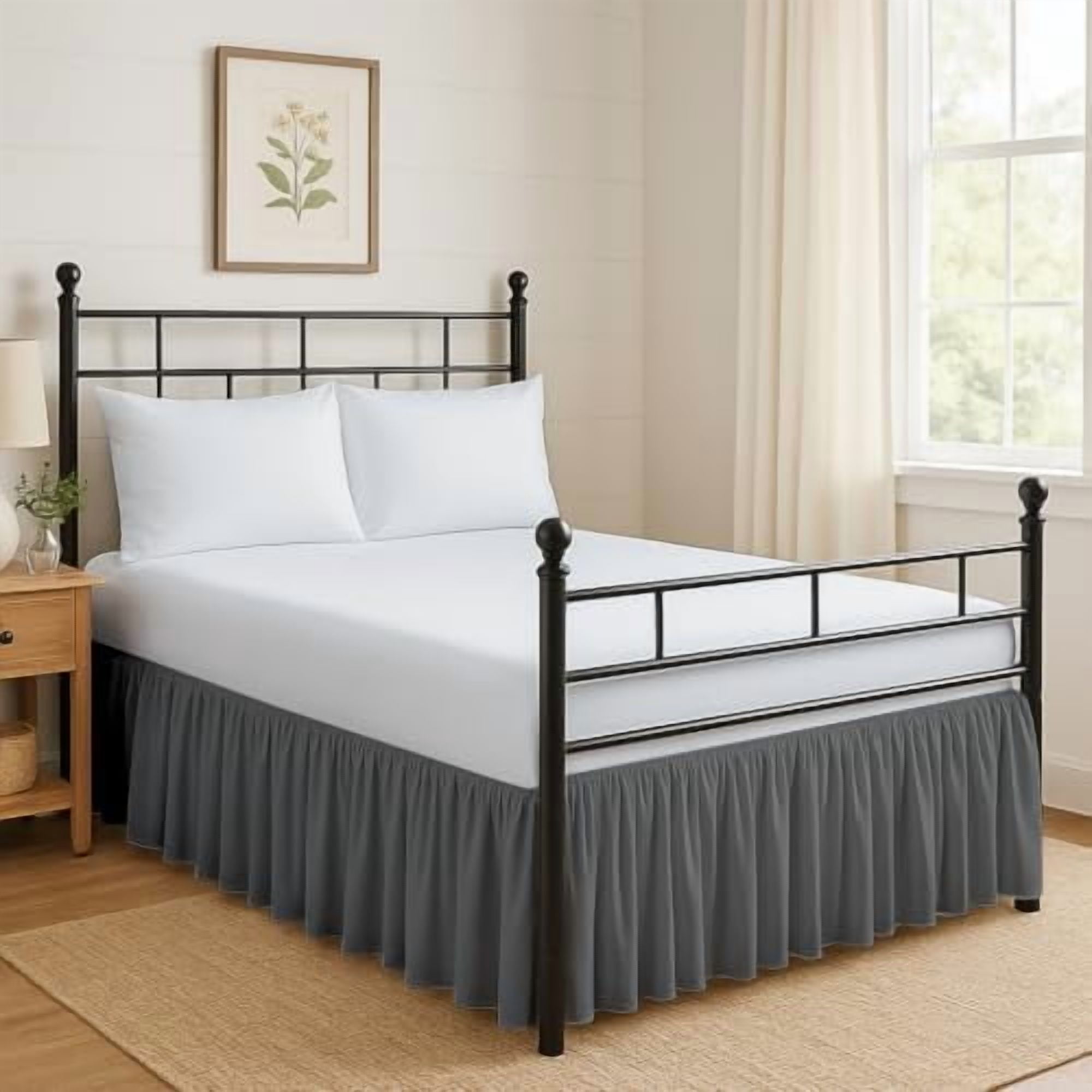 Ruffled Bed Skirt Split Corners with Platform, Tailored Fit Hotel ...