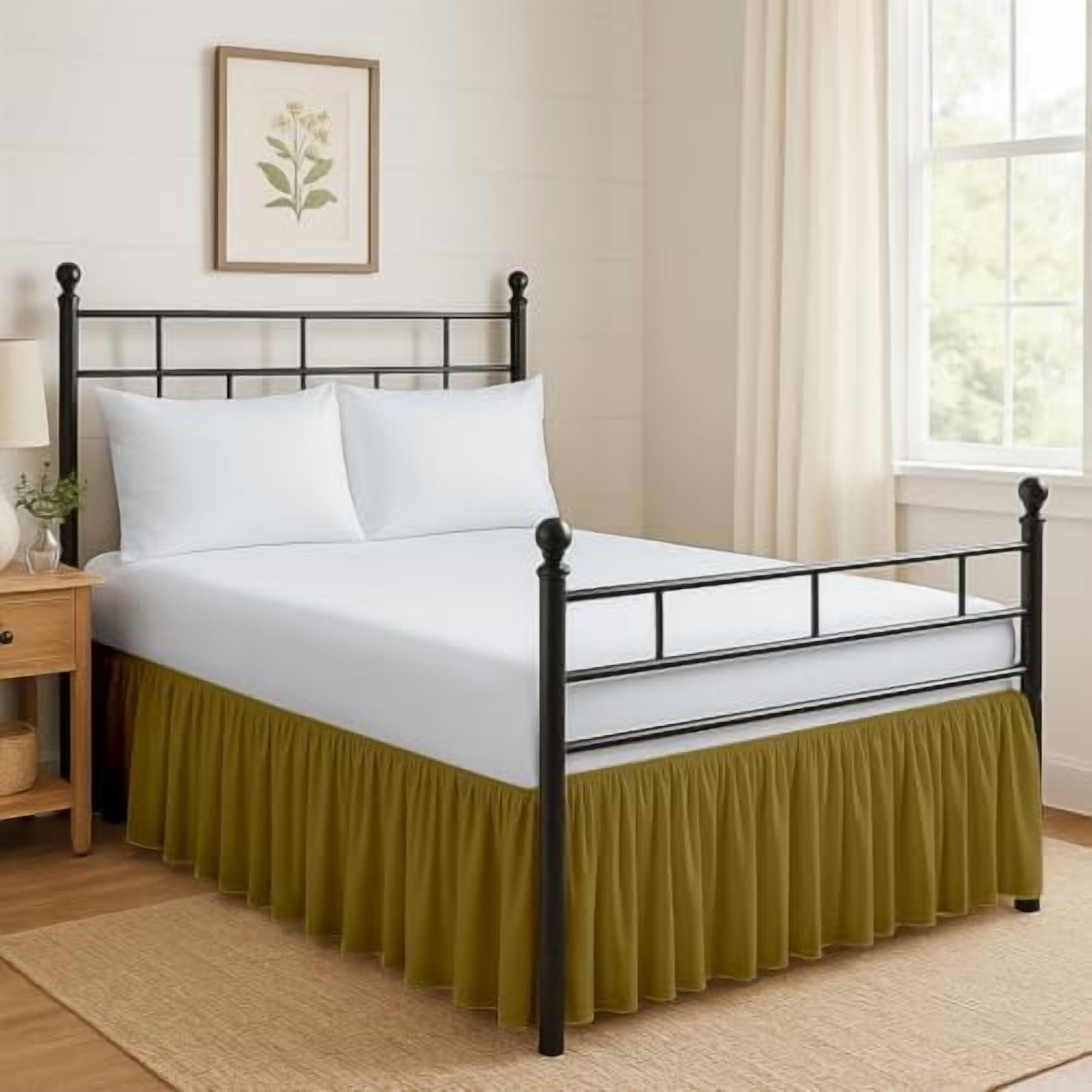 Ruffled Bed Skirt Split Corners with Platform, Tailored Fit Hotel ...