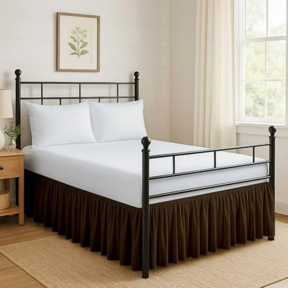 Ruffled Bed Skirt Split Corners with Platform, Tailored Fit Hotel ...