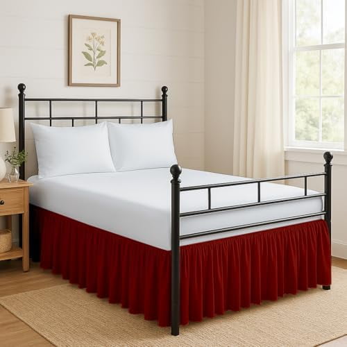 Ruffled Bed Skirt Split Corners with Platform, Tailored Fit Hotel ...