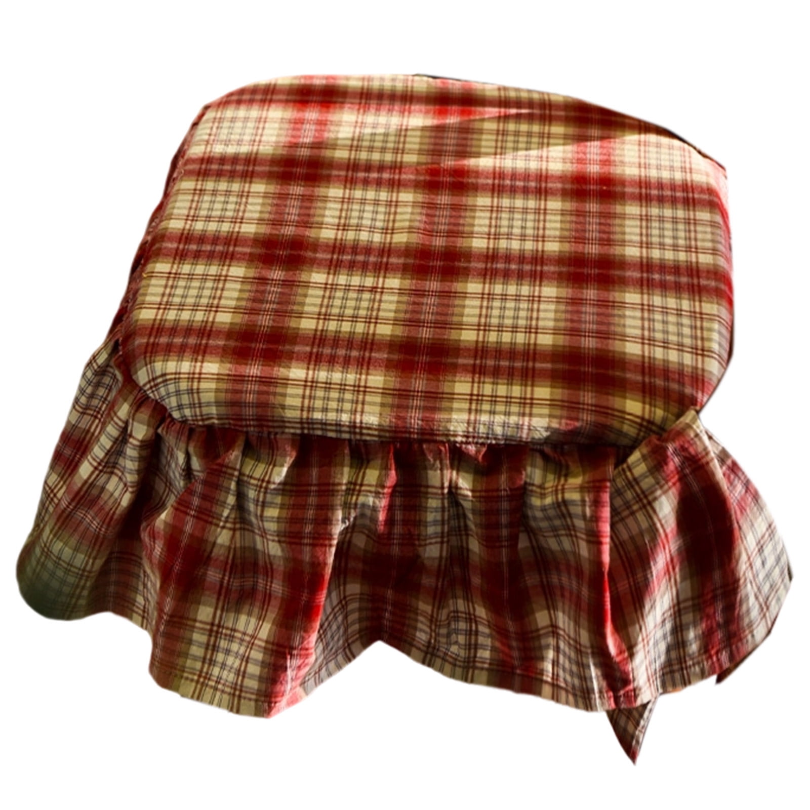 Ruffled Chair Cushions 18 Inch Plaid Seat Pads with Ties Non- Soft ...