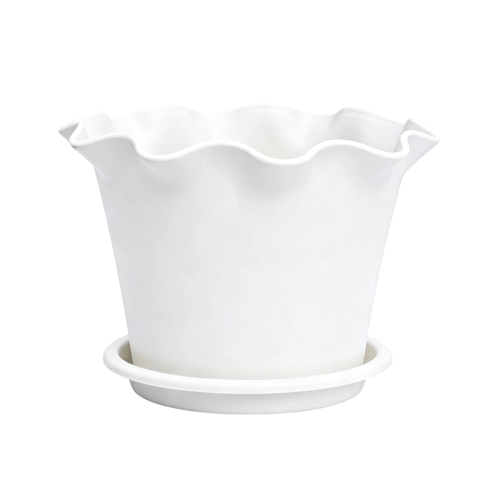 Ruffled Edge Plastic Flower Pot Style Wave Rim Planter Beautiful Indoor ...