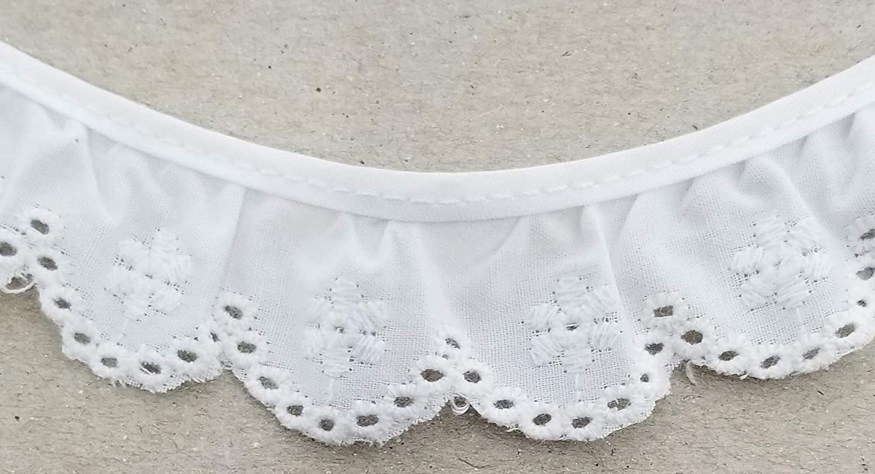 Ruffled Embroidery Eyelet Trimming - 8 Continuous Yards (White ...