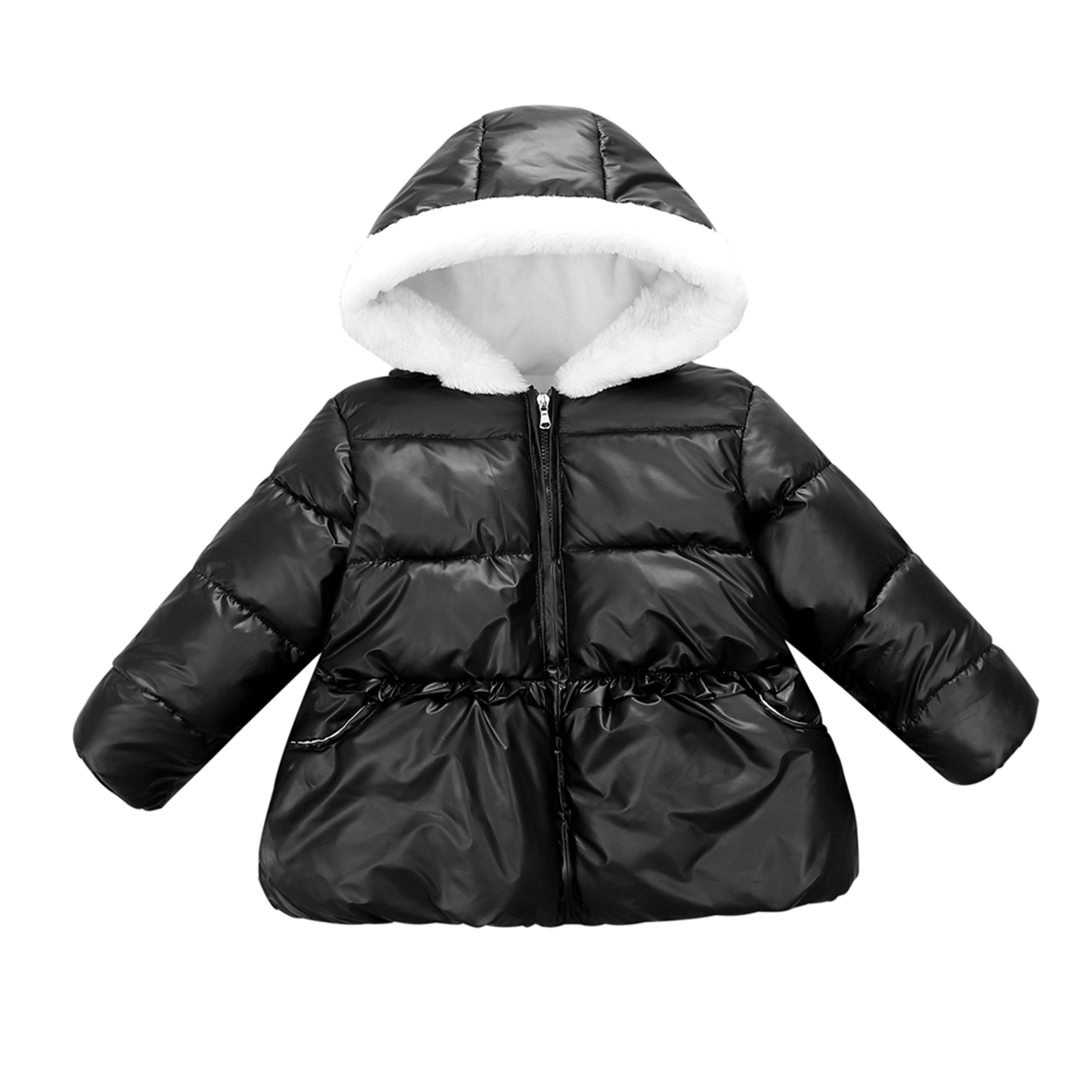 Ruffled Girls Jacket Coat Loose Winter Warm Soft Collar Hooded ...