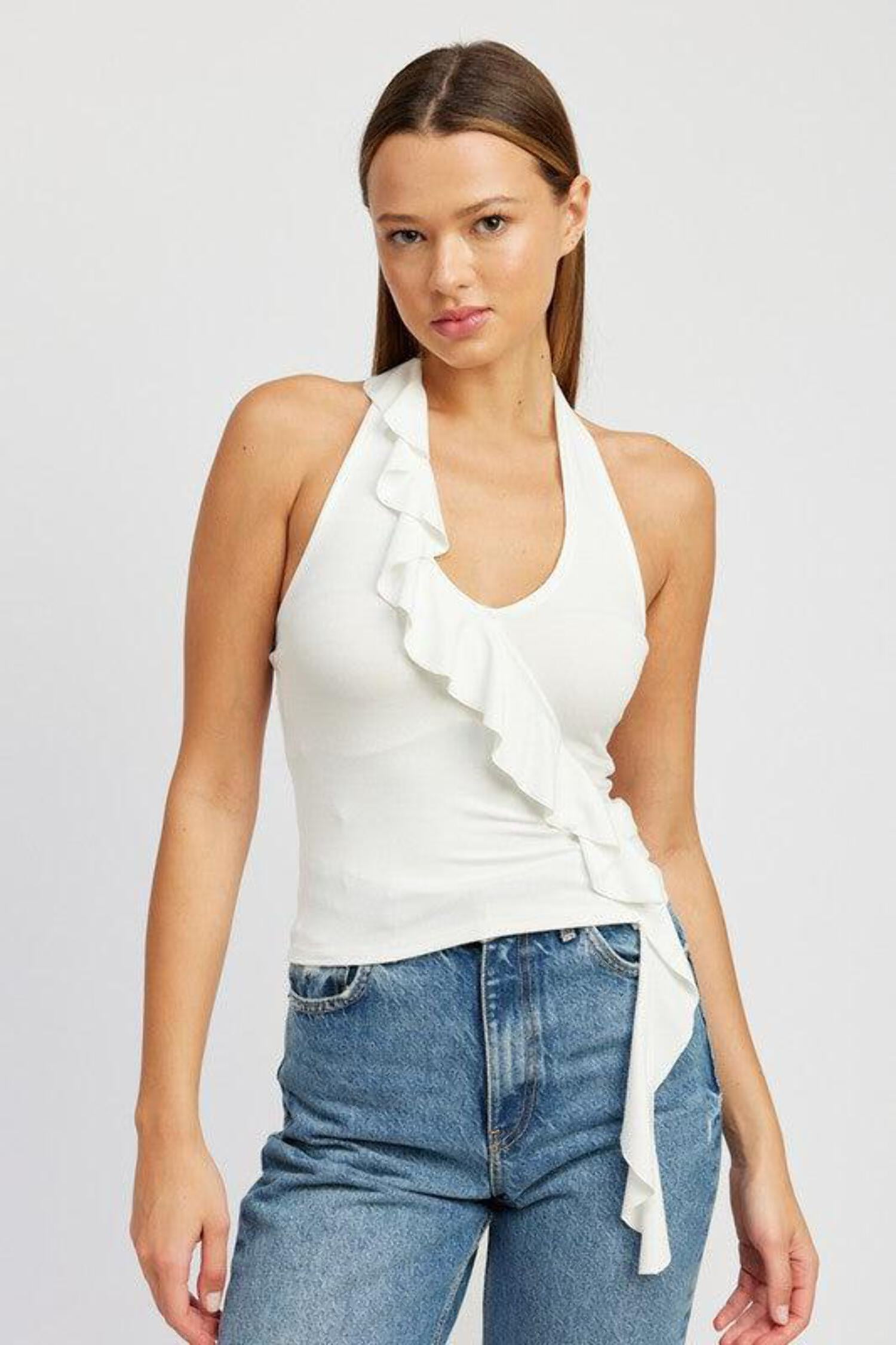 Ruffled Halter Top - Walmart.com
