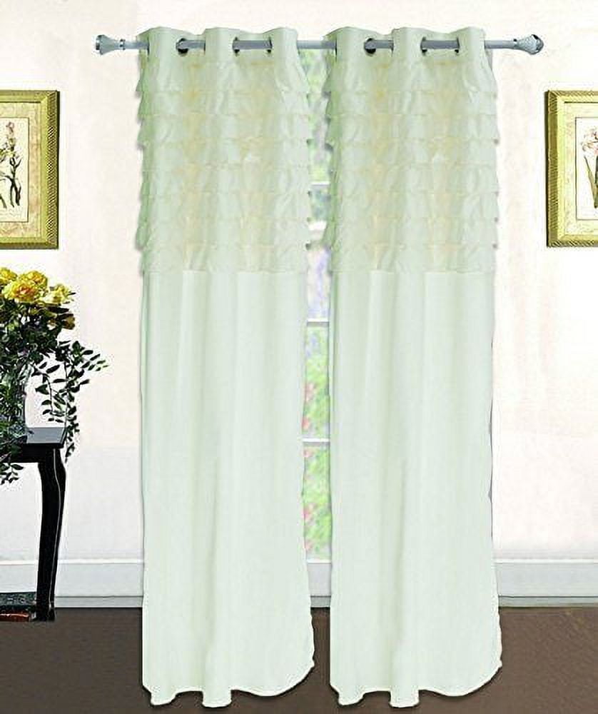 Ruffled Pleated Window Curtain Grommet Solid Panel - Walmart.com