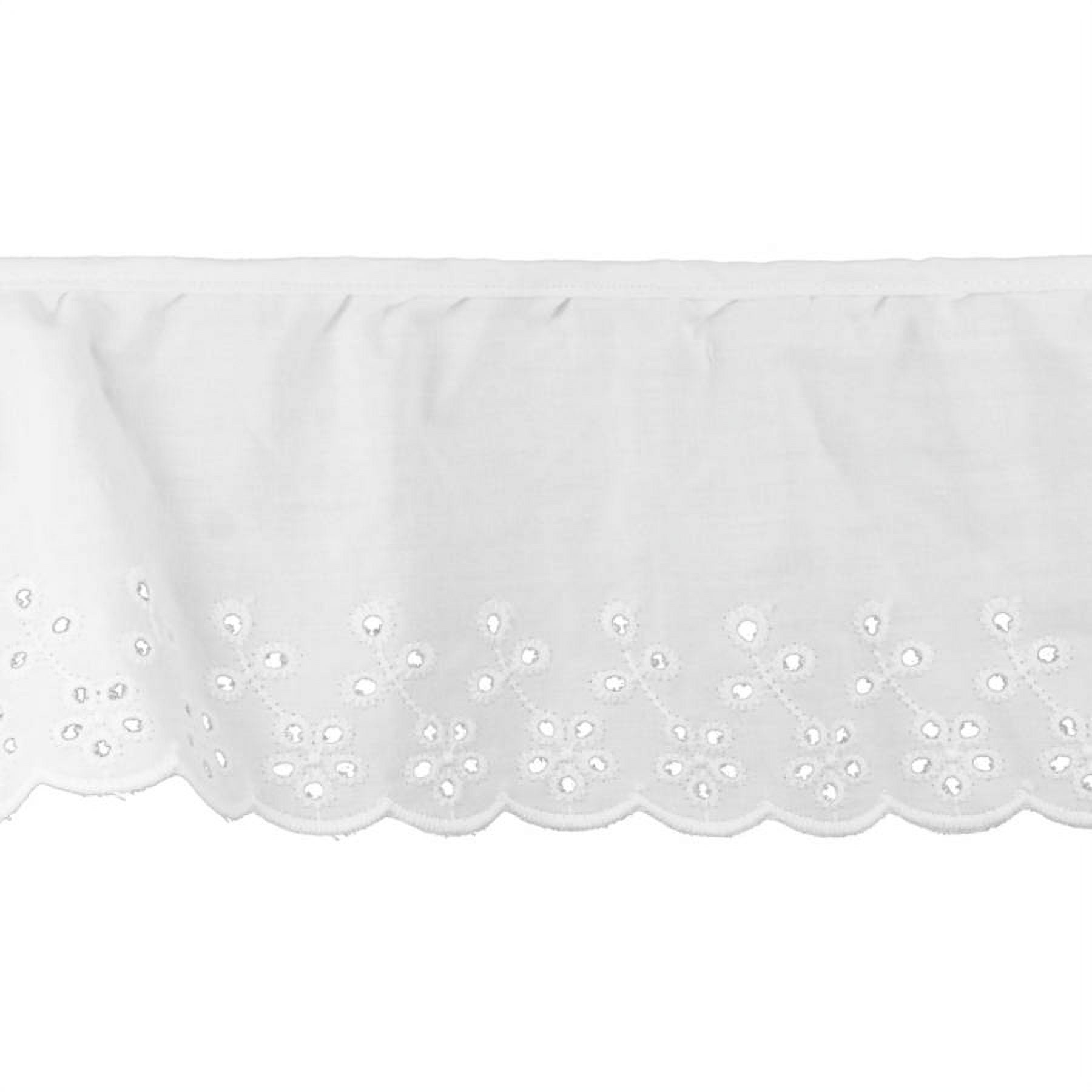 Ruffled Simple Embroidery Eyelet Trim 4-1/8" x 12yd - White - Walmart.com