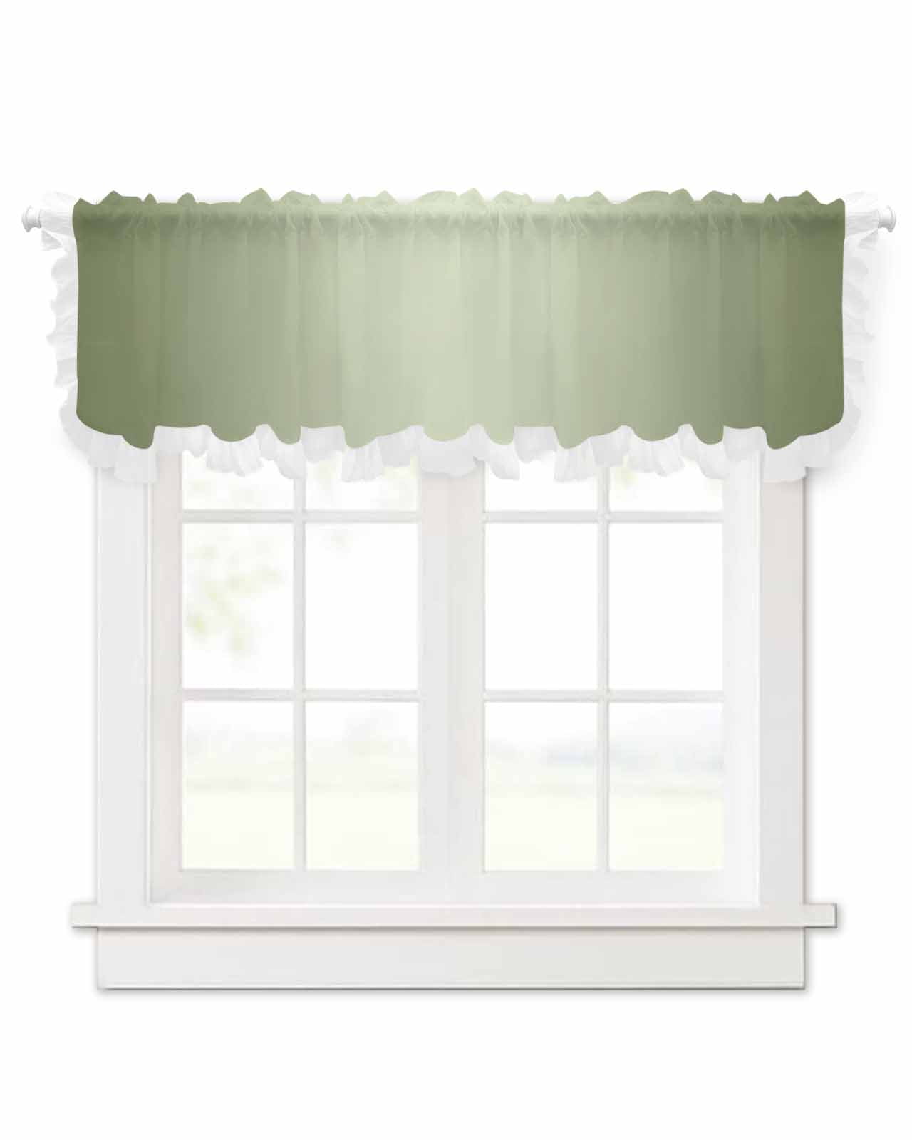 Ruffled Valance for Windows, Sage Green Minimalist Spring Style Boho ...