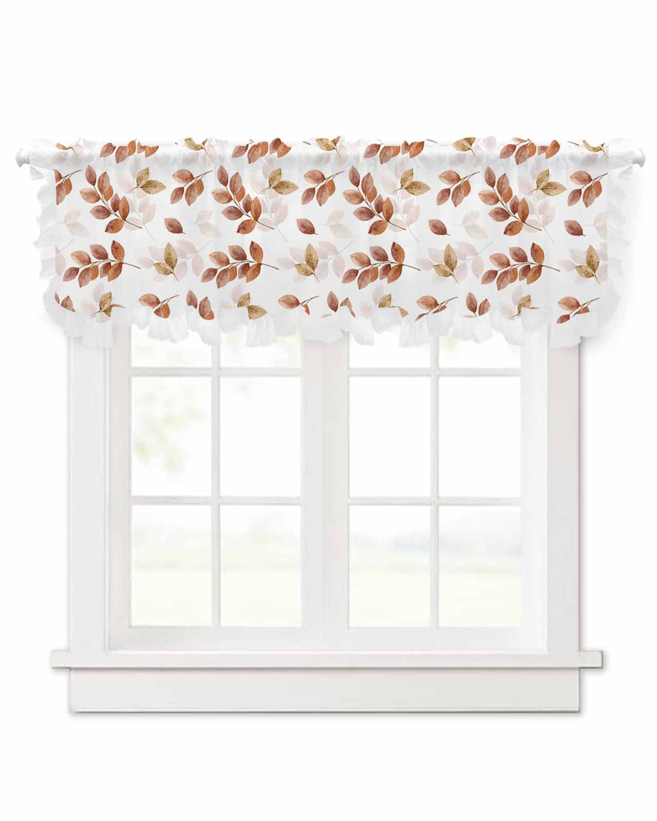 Ruffled Valance for Windows, Thanksgiving Day Fall Burnt Orange ...