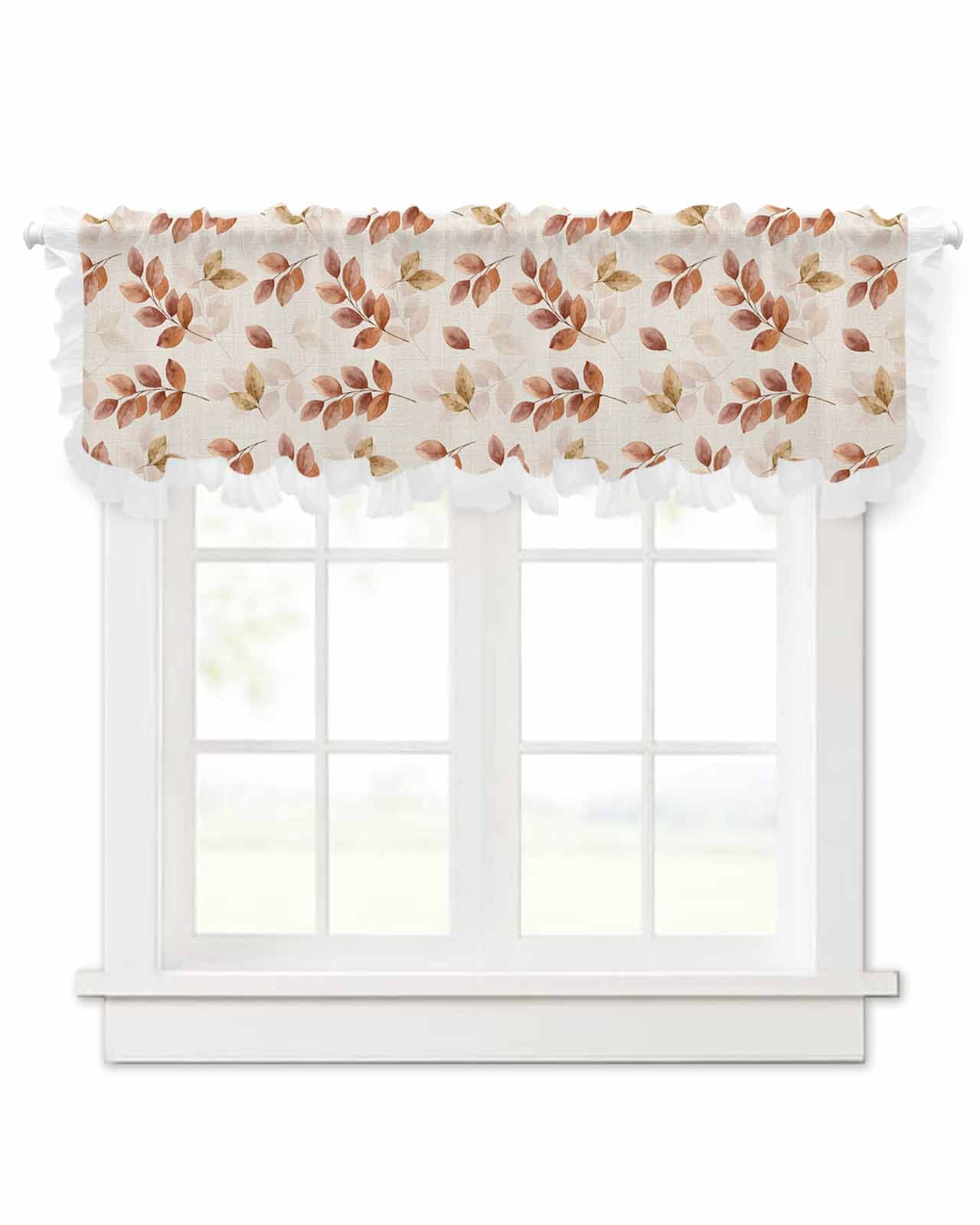 Ruffled Valance for Windows, Thanksgiving Day Fall Burnt Orange ...