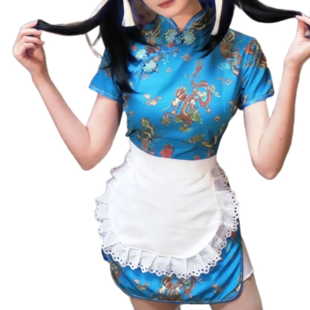 Ruffled White Aprons Women Waist Aprons Maid C0sp1ay Costume Half Apron ...