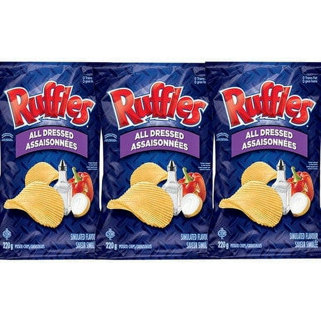 Ruffles All Dressed Potato Chips, 3-Pack, Wavy Bag, Multipack, Imported ...
