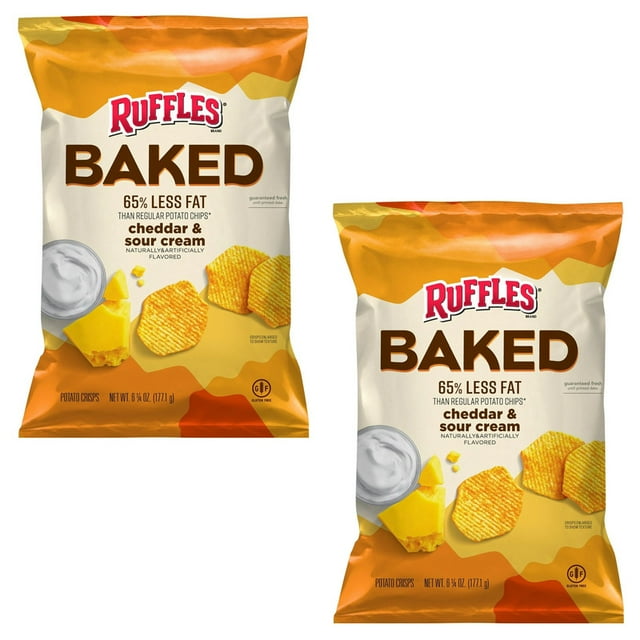 Ruffles Baked, 6.25 oz 2 PACK Cheddar & Sour Cream Potato Snack Chips,6 ...