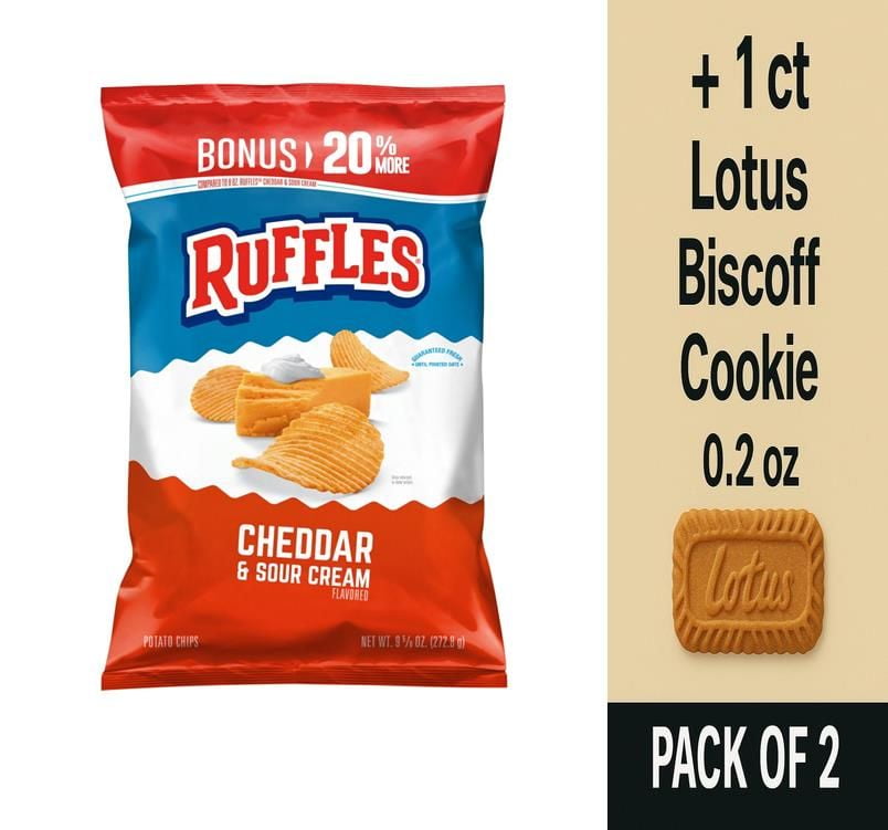 Ruffles Cheddar & Sour Cream Potato Chips 9.63 oz - Pack of 2 & Lotus ...