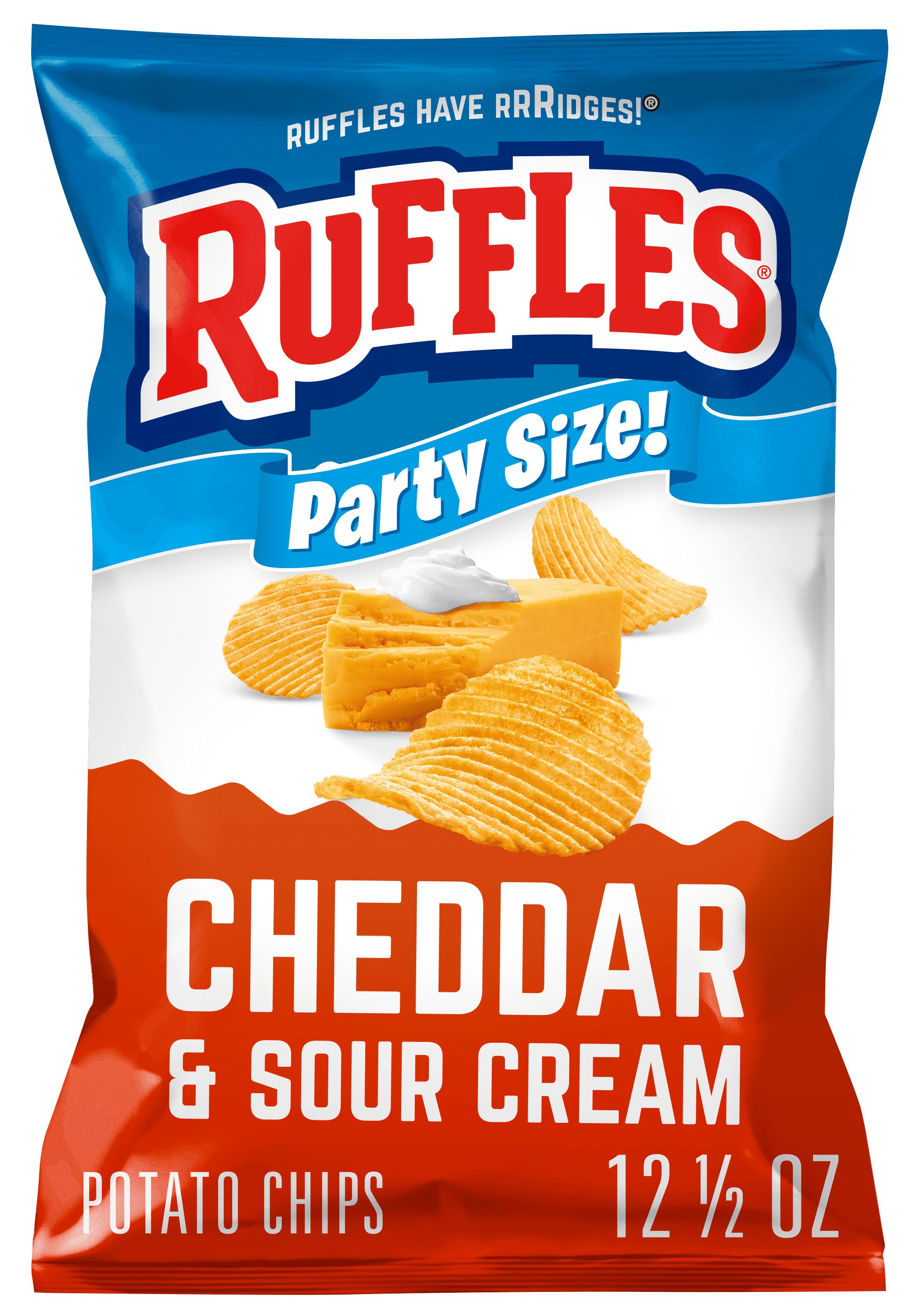 Ruffles Cheddar & Sour Cream Cheesy Potato Snack Chips, Party Size, 12. ...