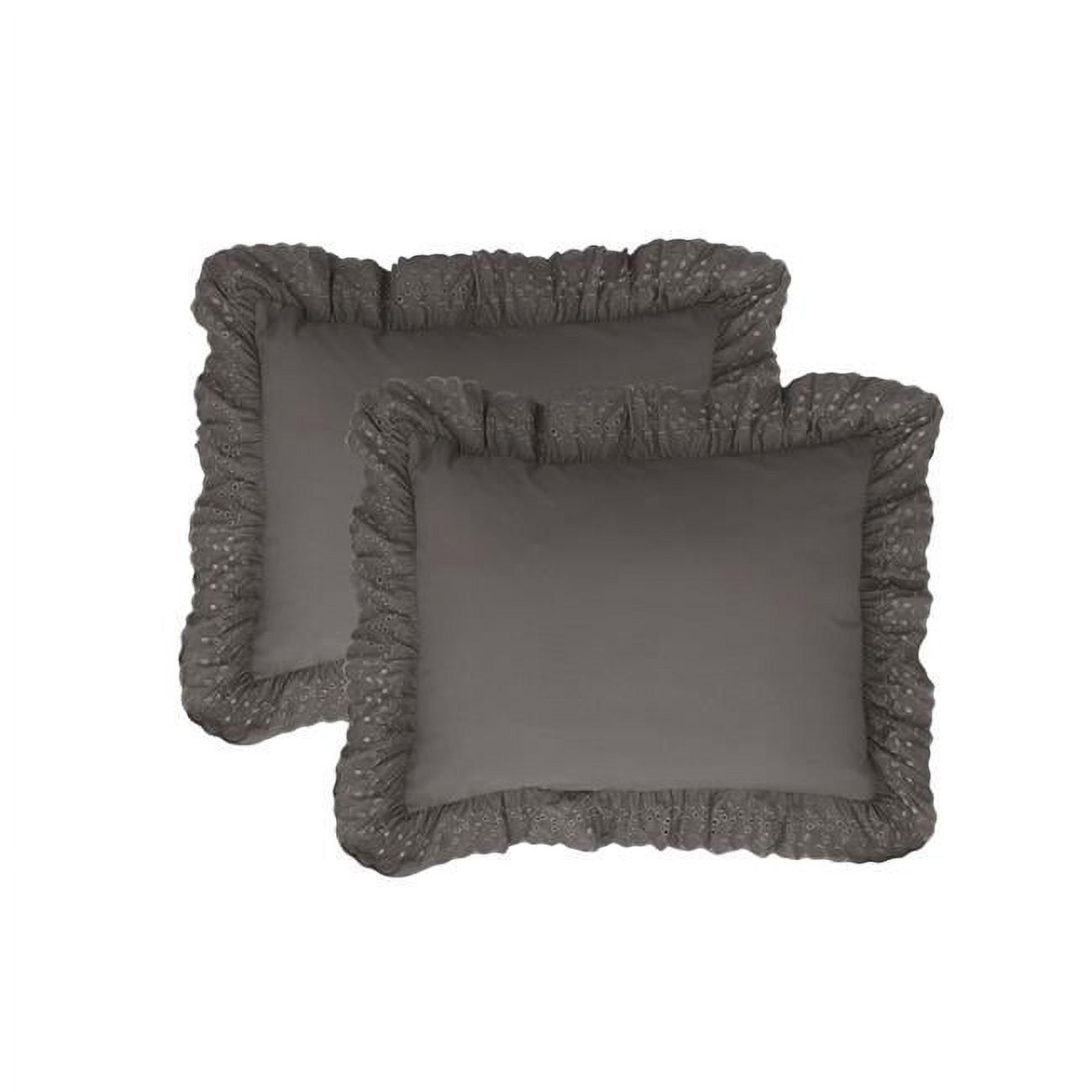 Ruffles Eyelet Shams Grey - Standard - Pack of 2 - Walmart.com