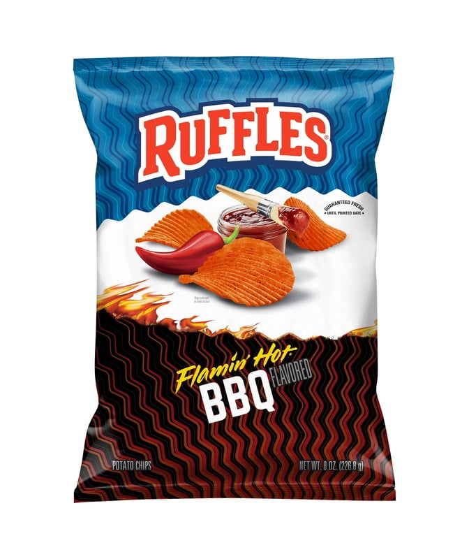 Ruffles Flamin' Hot BBQ Flavored Potato Snack Chips, 8 Ounce, PACK OF 1 ...