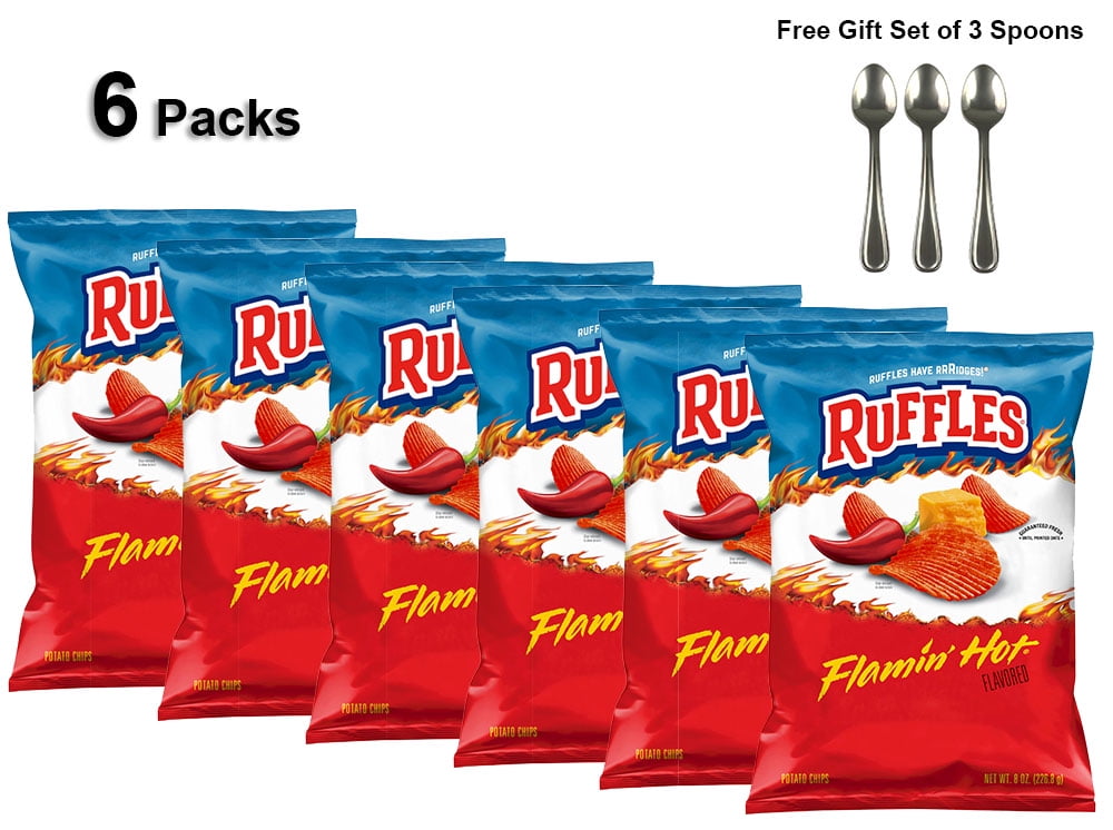 Ruffles Flamin' Hot Flavored Potato Snack Chips, 8.0 oz Bag (2 Pack ...