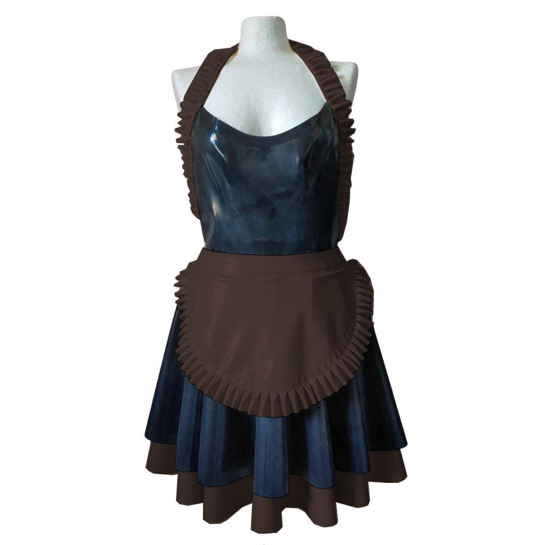 Ruffles Halter Backless A-line Shiny PVC Leather Mini Dress with Apron ...