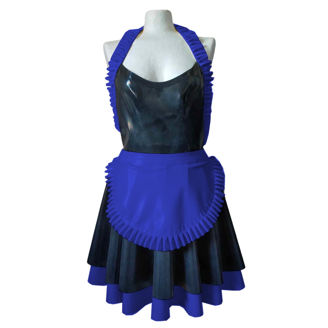 Ruffles Halter Backless A-line Shiny PVC Leather Mini Dress with Apron ...