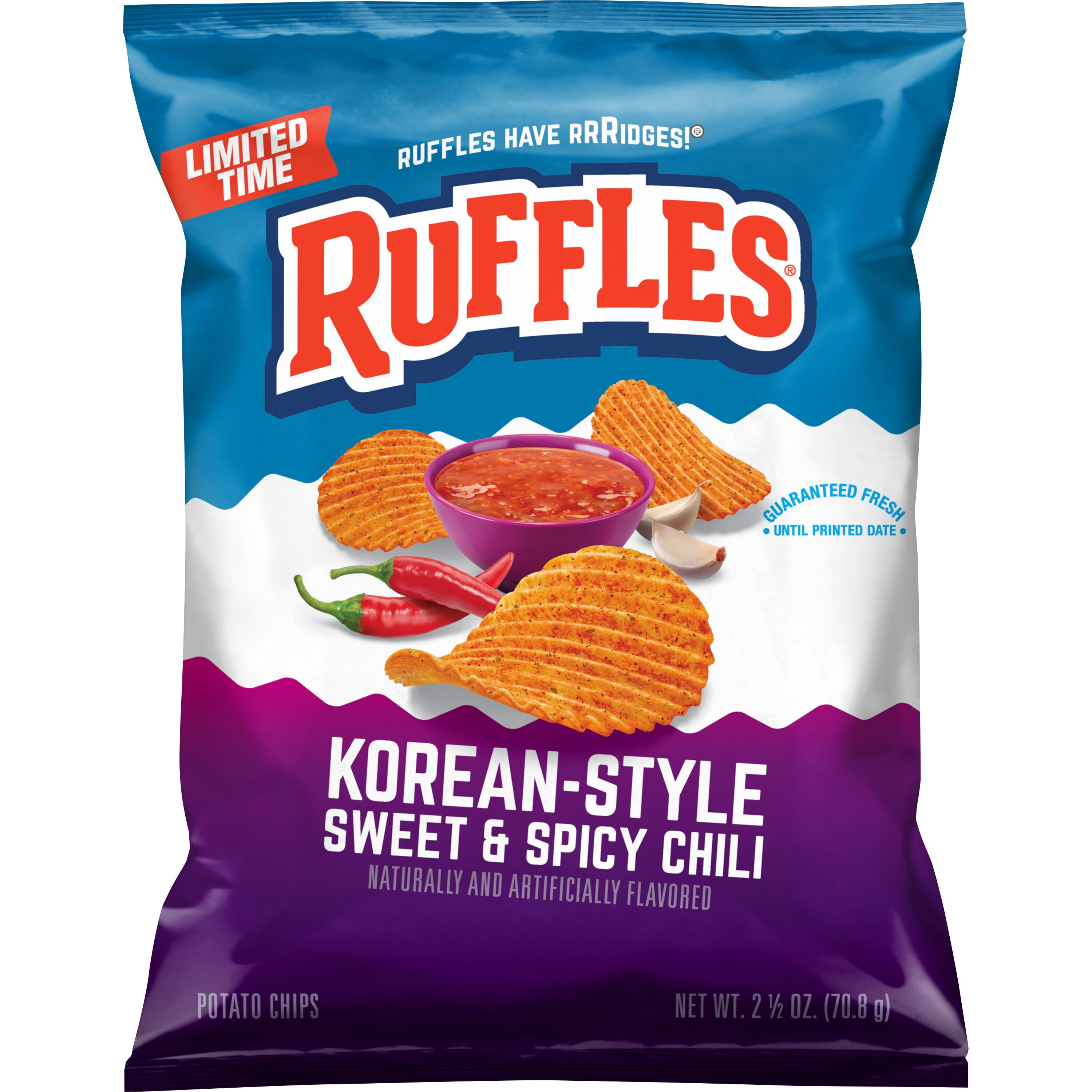 Ruffles Korean Style Sweet & Spicy Chili Potato Chips, 2.5 oz bag ...