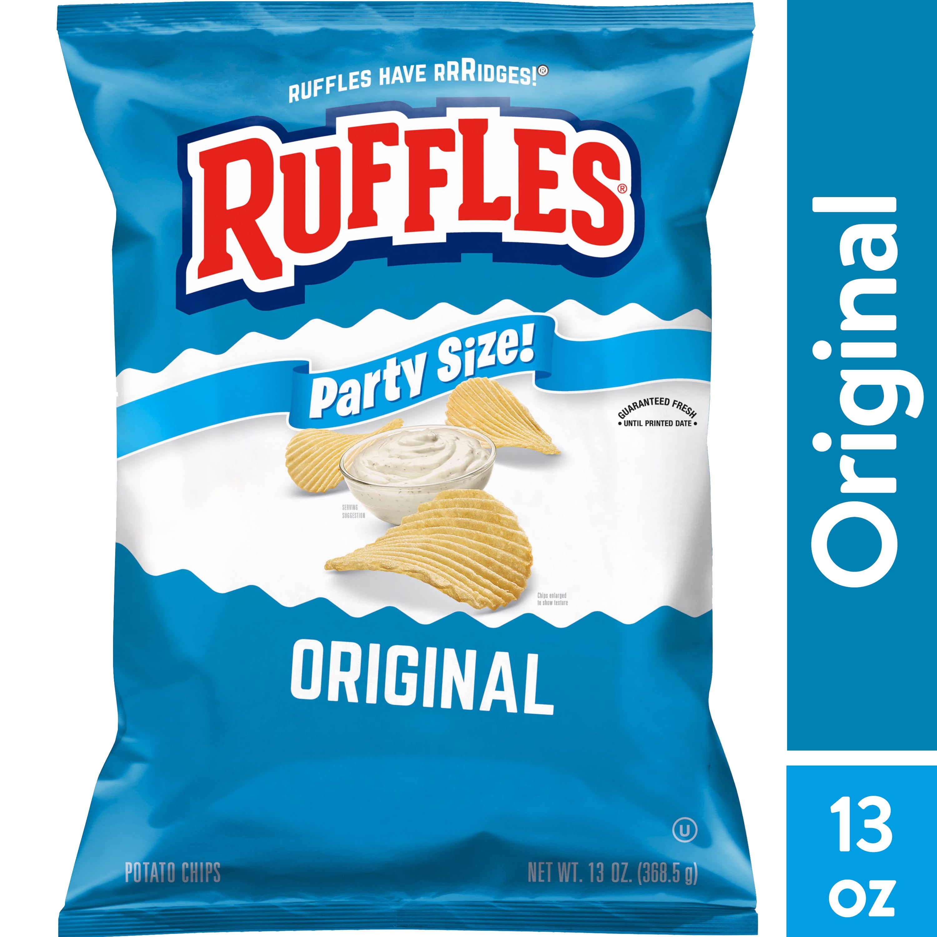 Ruffles Original Flavor Potato Snack Chips,Party Size, 13 Ounce Bag ...