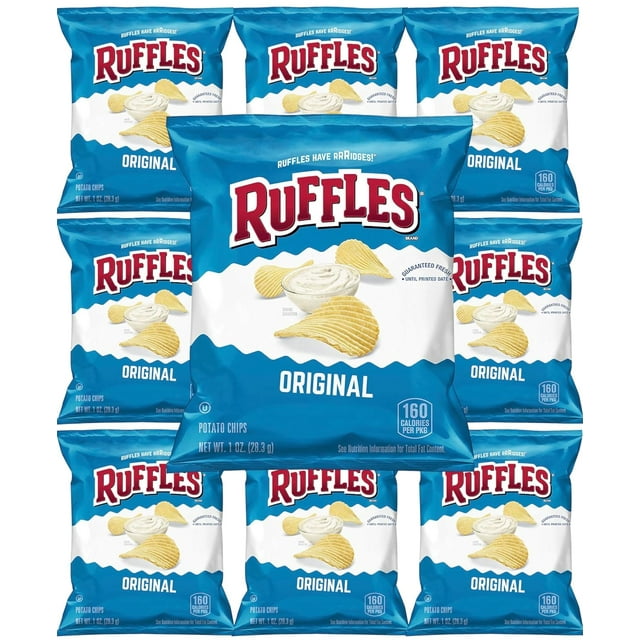 Ruffles Original Potato Chips Snack Pack, Perfect for Lunch, 1oz, 10 ...
