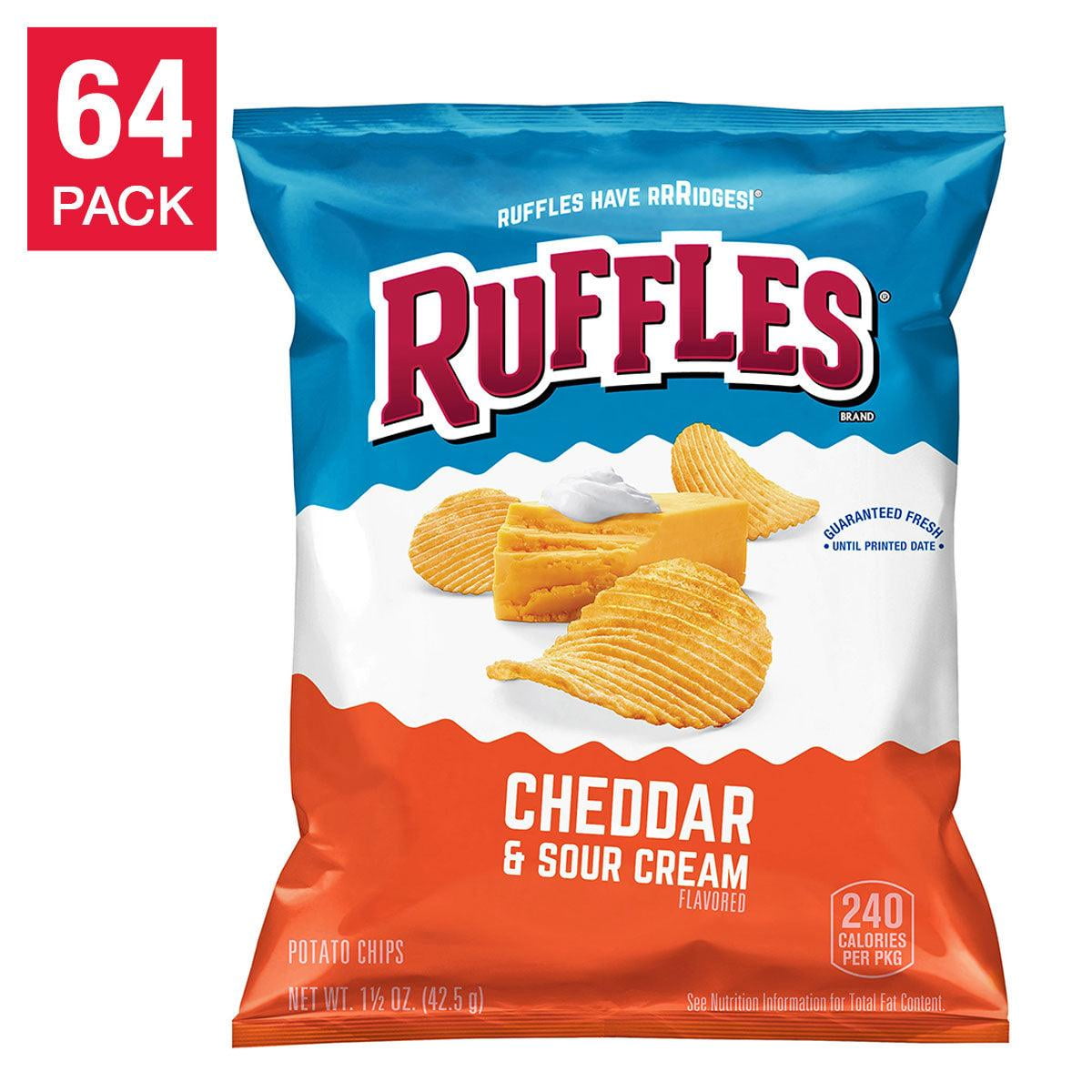 Ruffles Potato Chips, Cheddar & Sour Cream, 1.5 Oz, 64-Count - Walmart.com