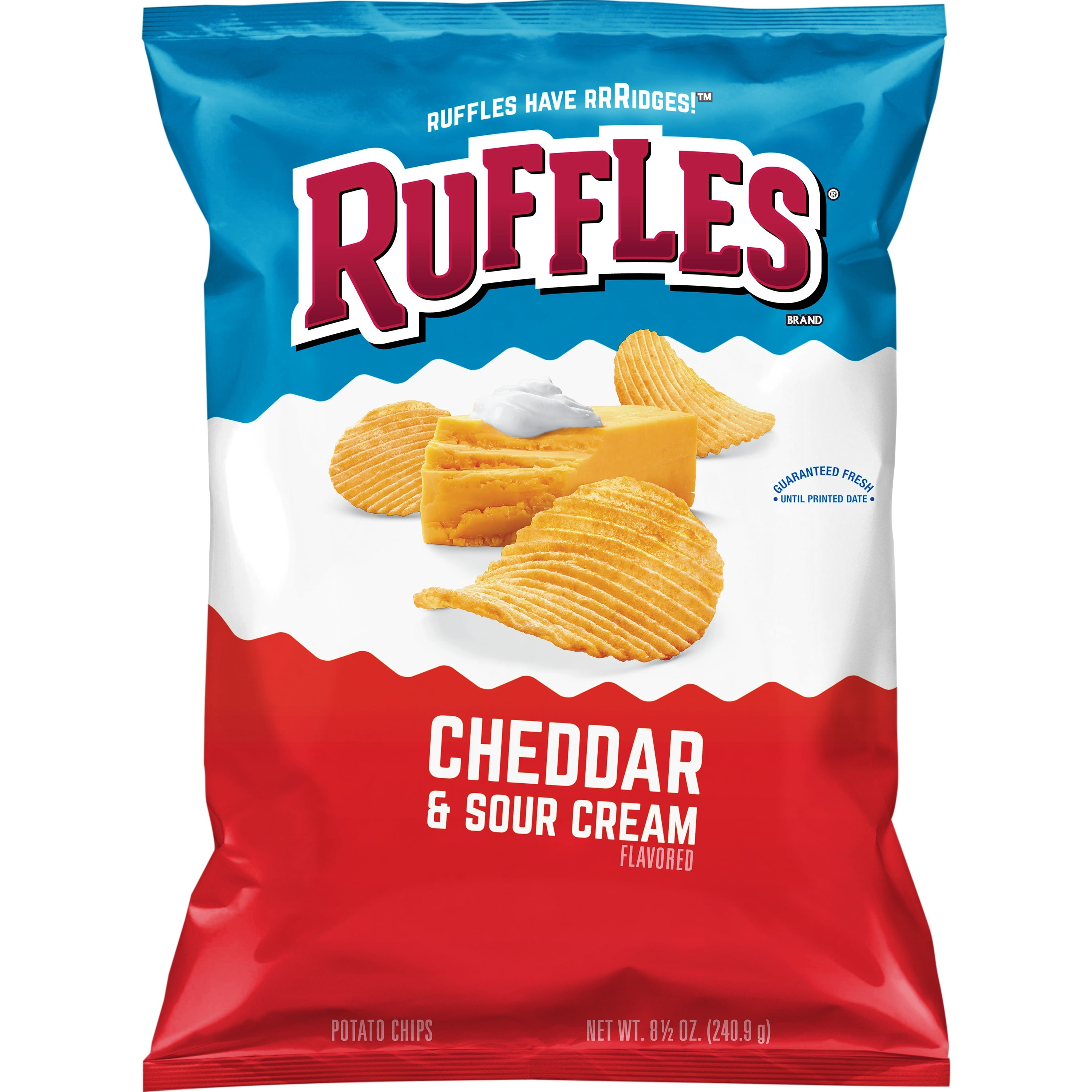 Ruffles Flavor Cheese Potato Chips, Cheddar and Sour Cream, 8.5 oz Bag ...
