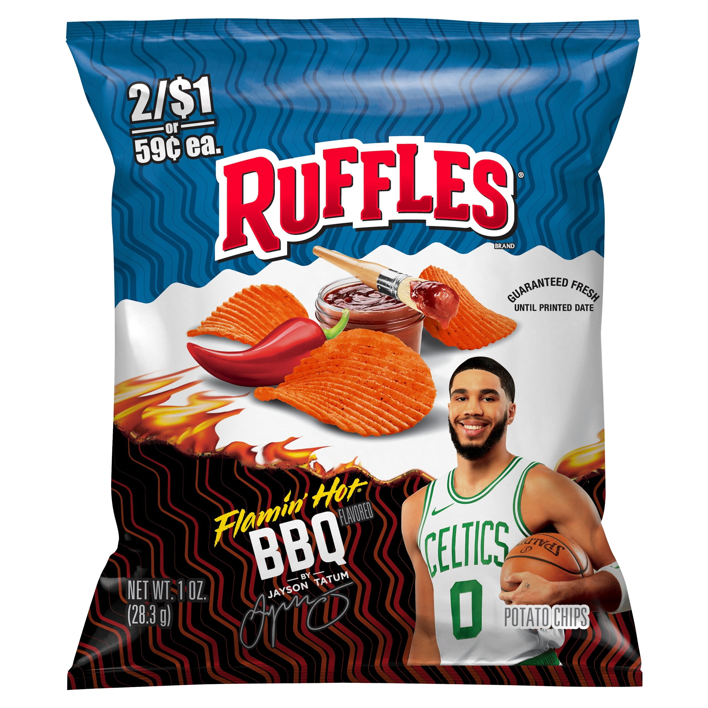 Ruffles Potato Chips Flamin Hot Bbq Flavored 1 oz - Walmart.com