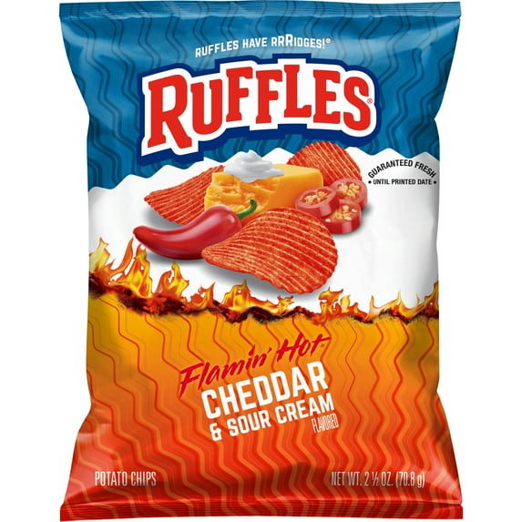 Ruffles Potato Chips Flamin' Hot Cheddar Sour Cream Flavored Snacks, 2 ...