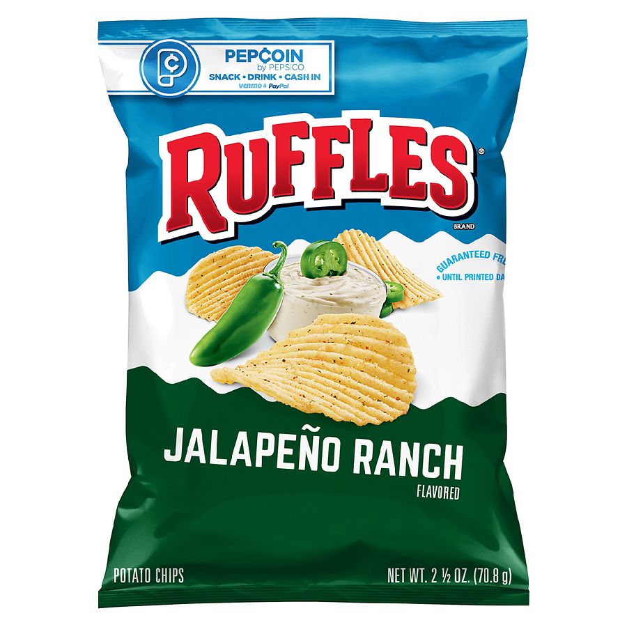 Ruffles Potato Chips Jalapeno Ranch 2.5 oz Pack of 2 - Walmart.com