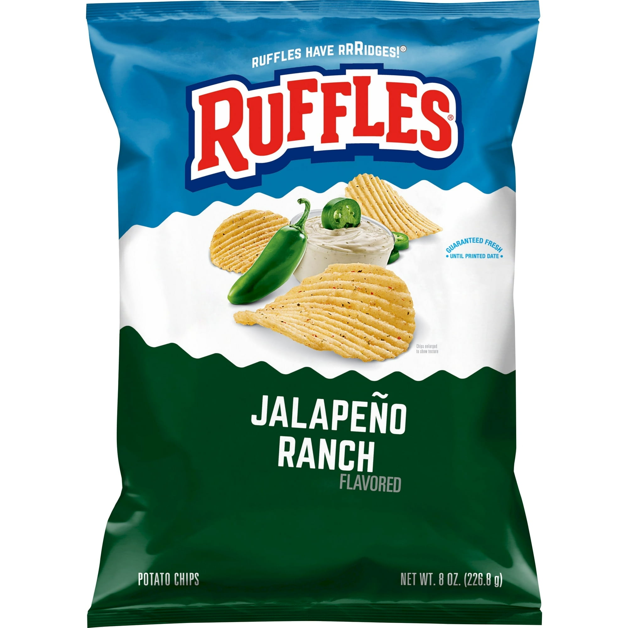 Ruffles Potato Chips Jalapeno Ranch Flavored 8.0 oz Bag- Pack of 3 ...