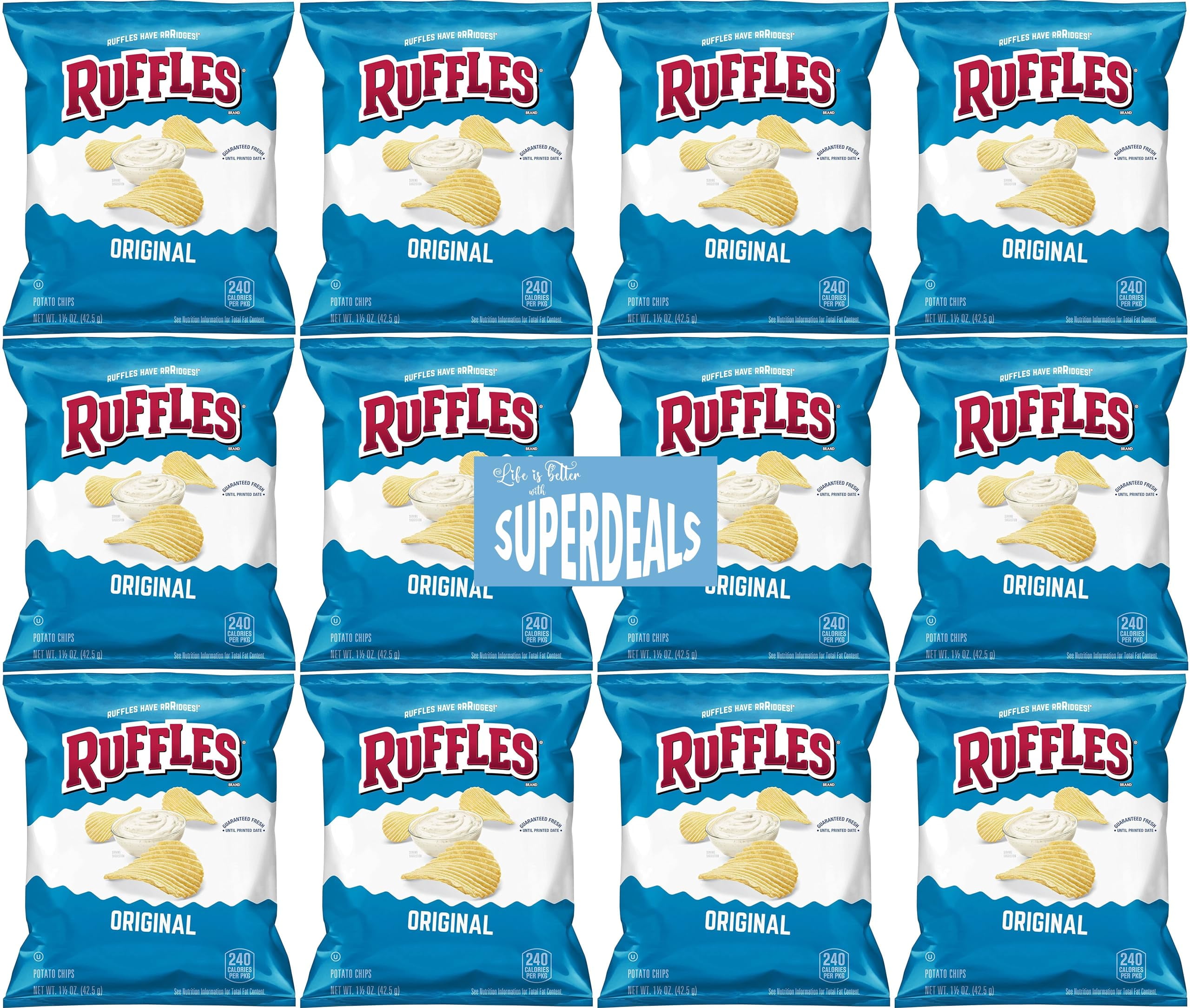 Ruffles Potato Chips, Original, 1.5 Ounce Bags Pack of 12 with Mystery ...