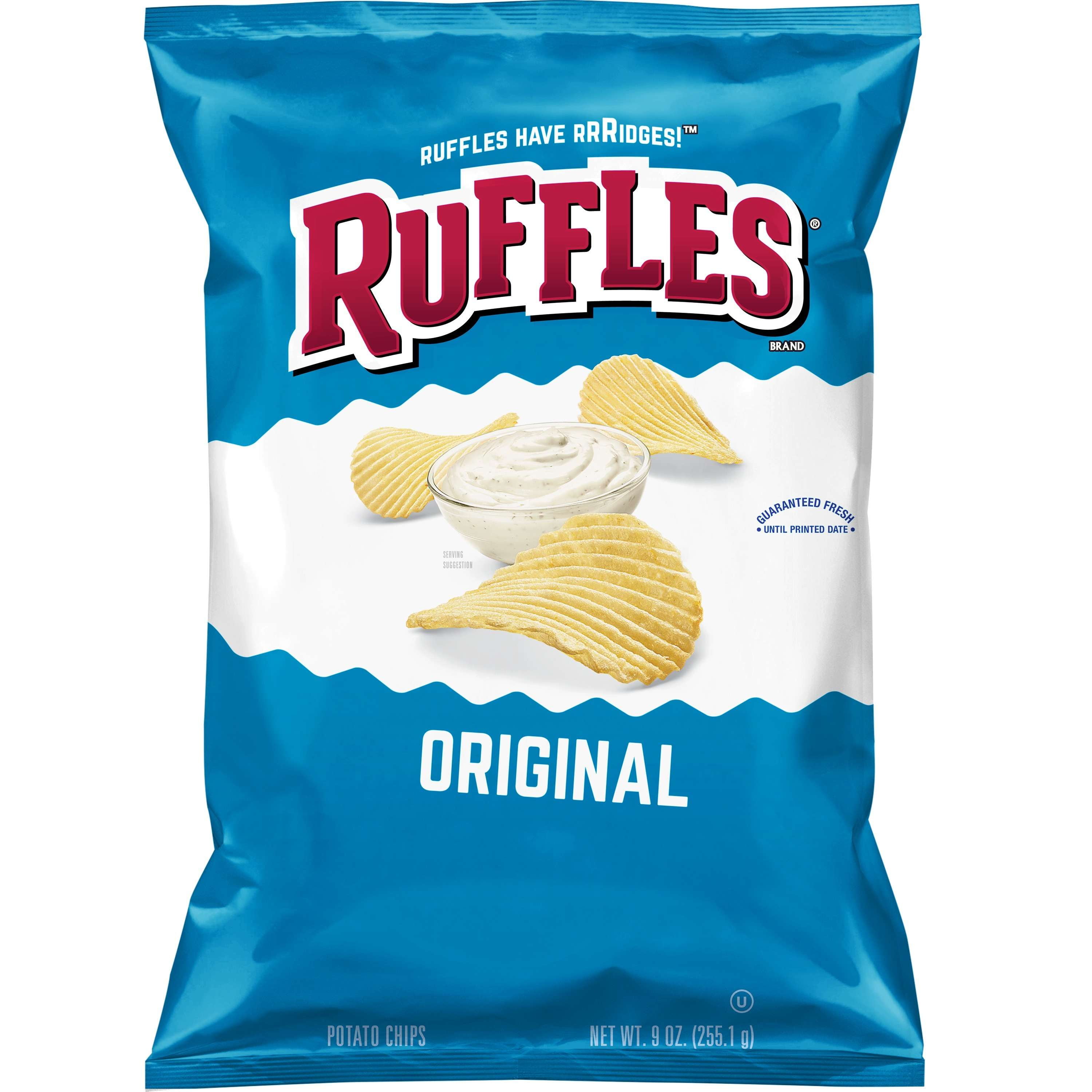 Ruffles Original Family Size Potato Chips, Simple Ingredients, 9 oz ...