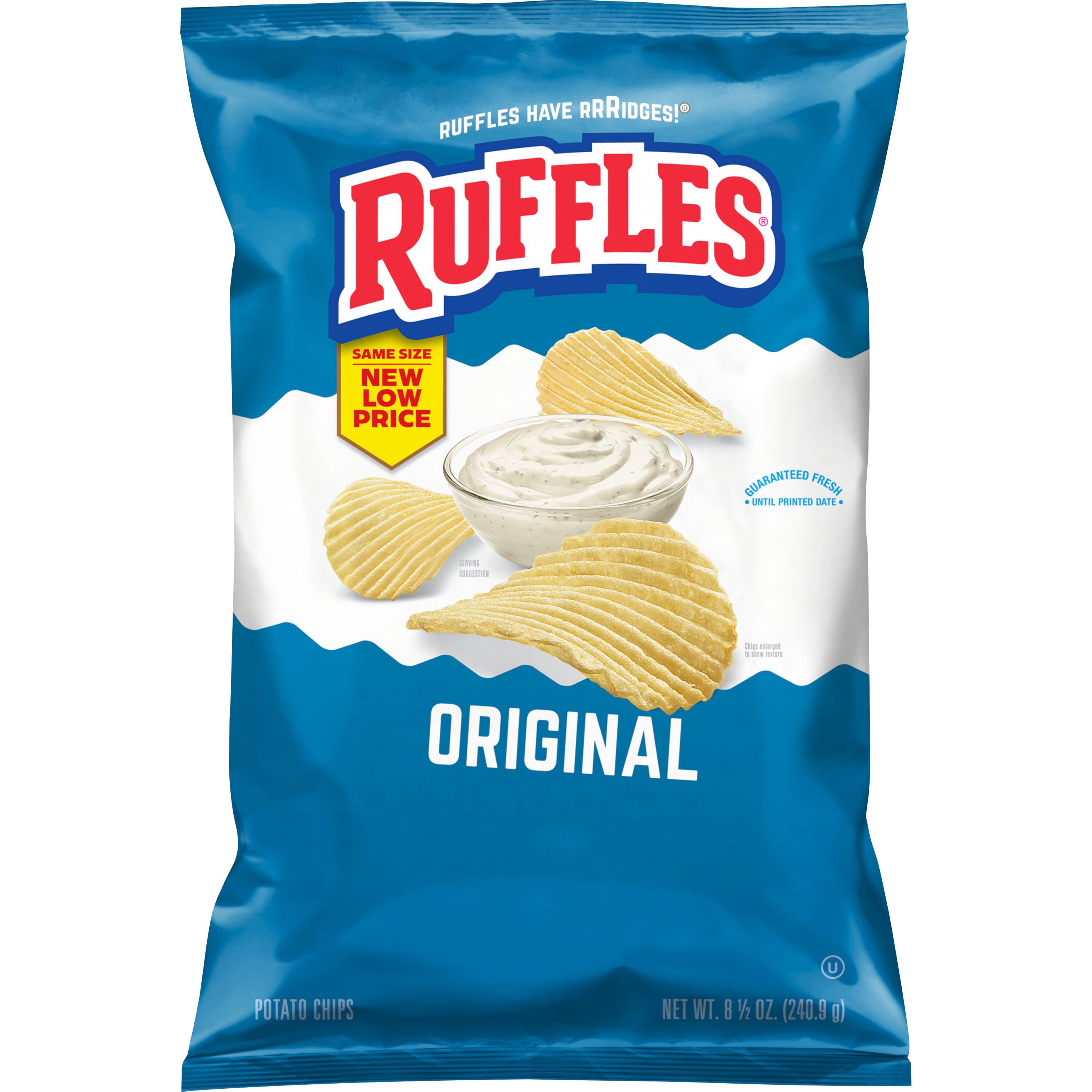 Ruffles Original Potato Chips, 8.5 oz Bag, Salted Crunch, Kosher ...